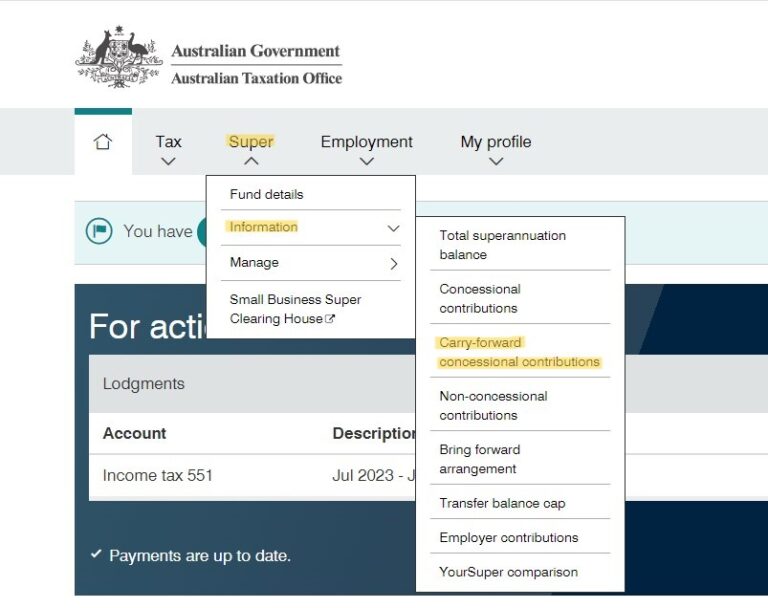 Carry forward concessional contributions